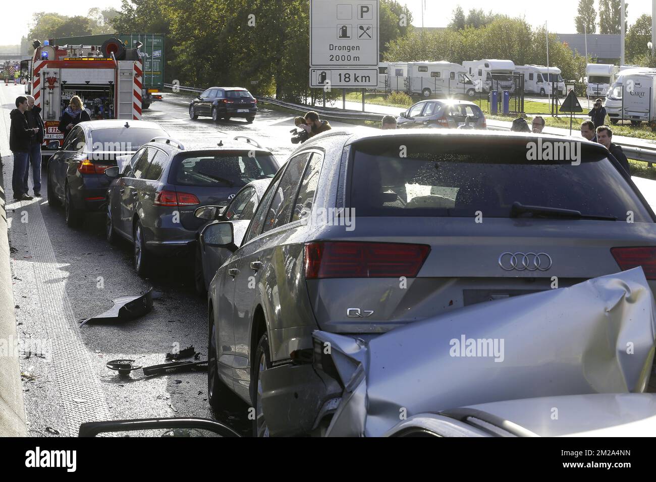 Illustration picture shows the scene of an accident at the E40 highway ...