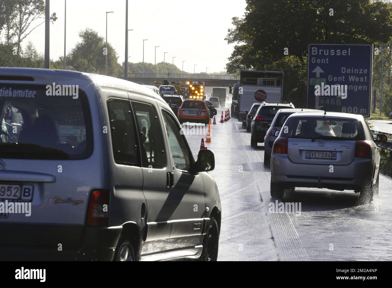 Illustration picture shows the scene of an accident at the E40 highway ...