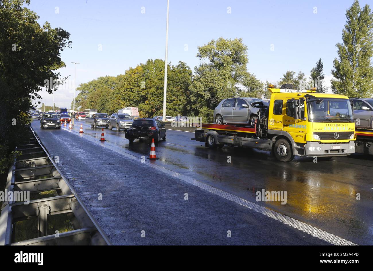 Illustration picture shows the scene of an accident at the E40 highway ...