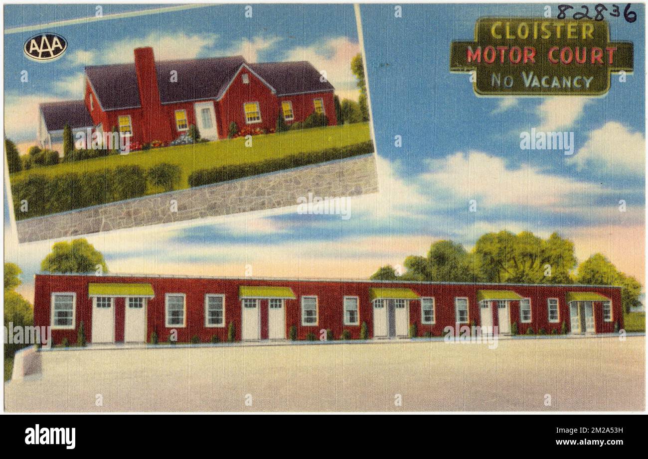 Cloister Motor Court , Motels, Tichnor Brothers Collection, postcards ...