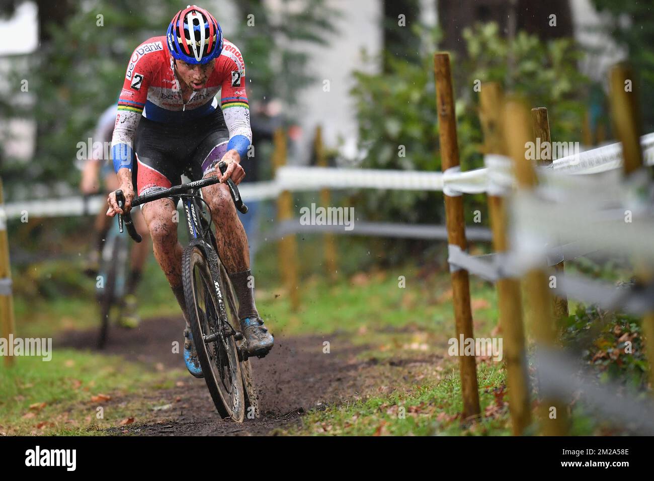 Dutch Mathieu Van Der Poel pictured in action during the men's elite ...