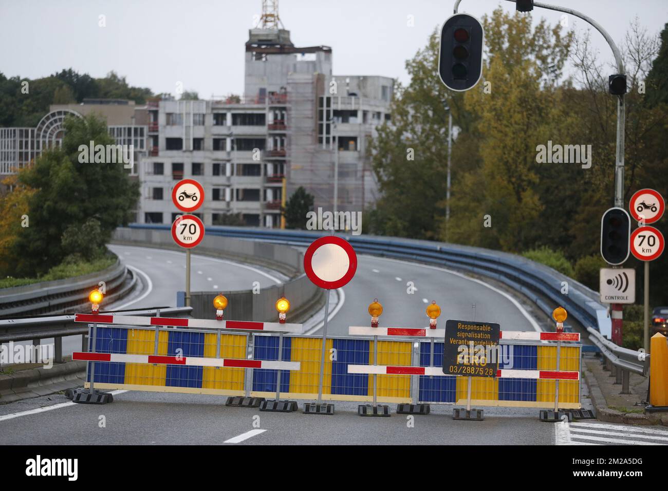 Illustration picture shows the closed Herrmann Debroux viaduct in ...