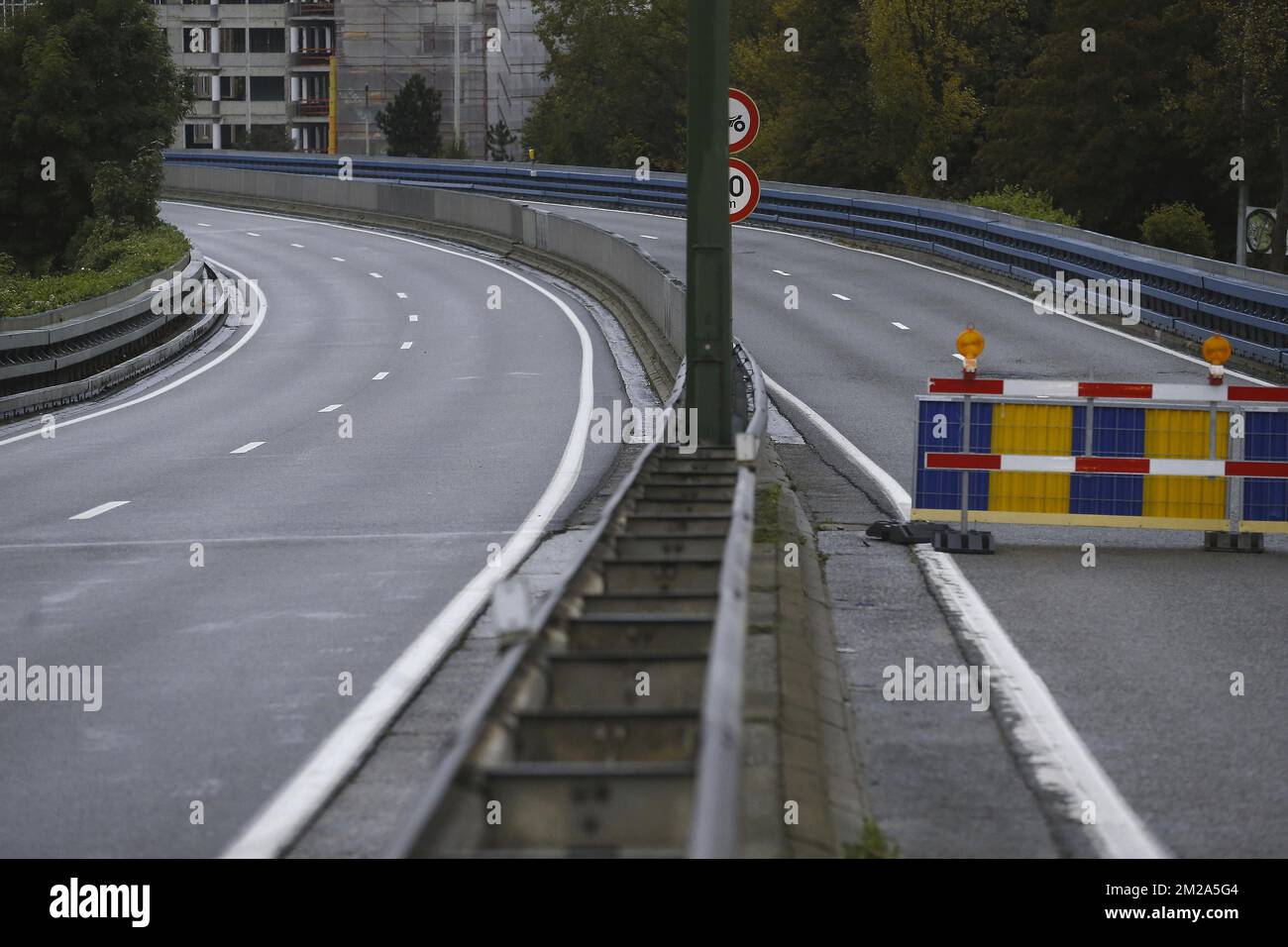 Illustration picture shows the closed Herrmann Debroux viaduct in ...