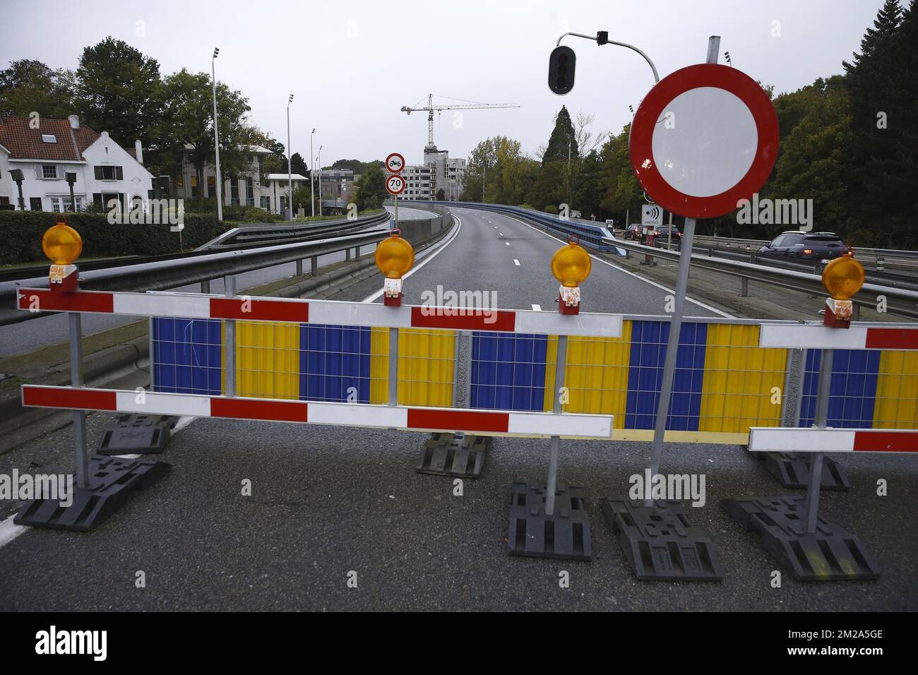 Illustration picture shows the closed Herrmann Debroux viaduct in ...
