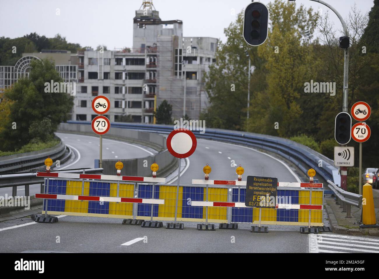 Illustration picture shows the closed Herrmann Debroux viaduct in ...