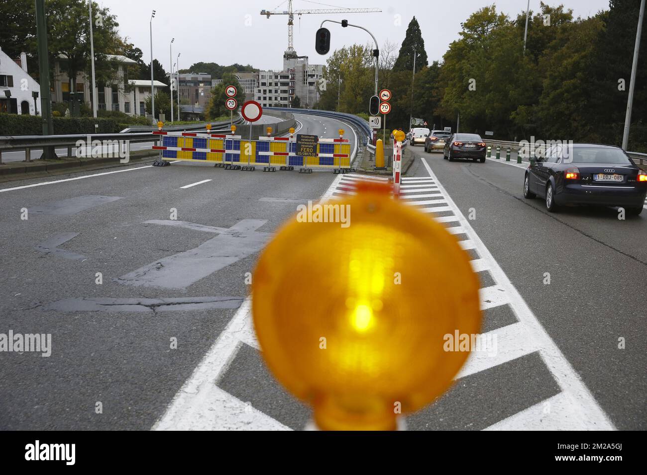 Illustration picture shows the closed Herrmann Debroux viaduct in ...