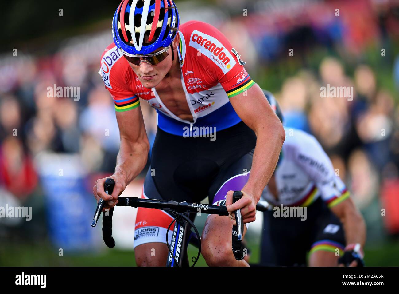 Dutch Mathieu Van Der Poel pictured in action during the men's elite ...