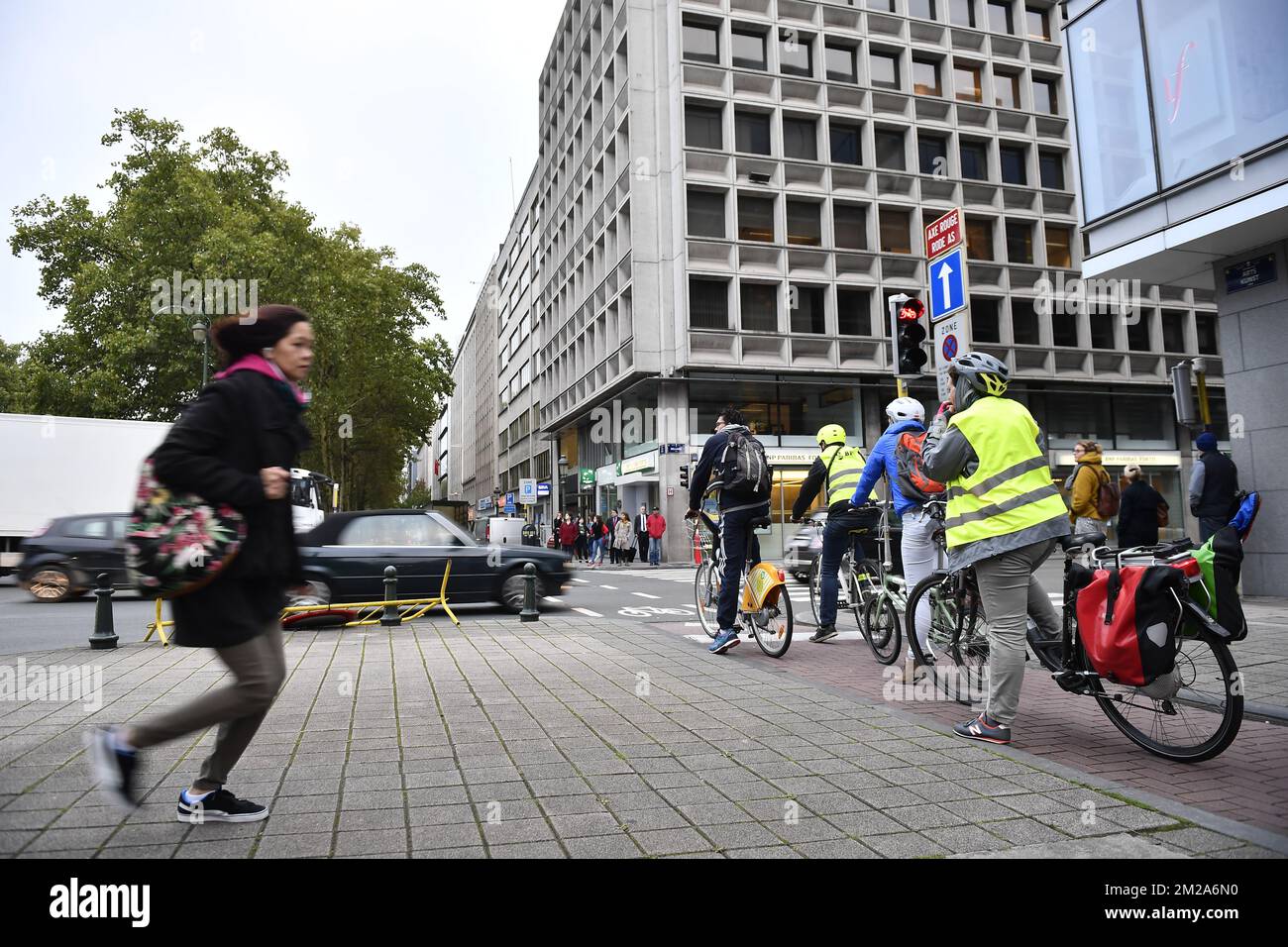 Illustration picture shows cyclists during a general strike called by ...