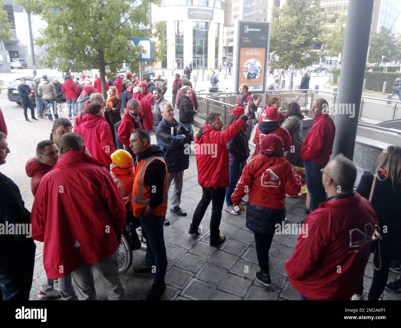 Union members pictured during a general strike called by FGTB-CGSP ...