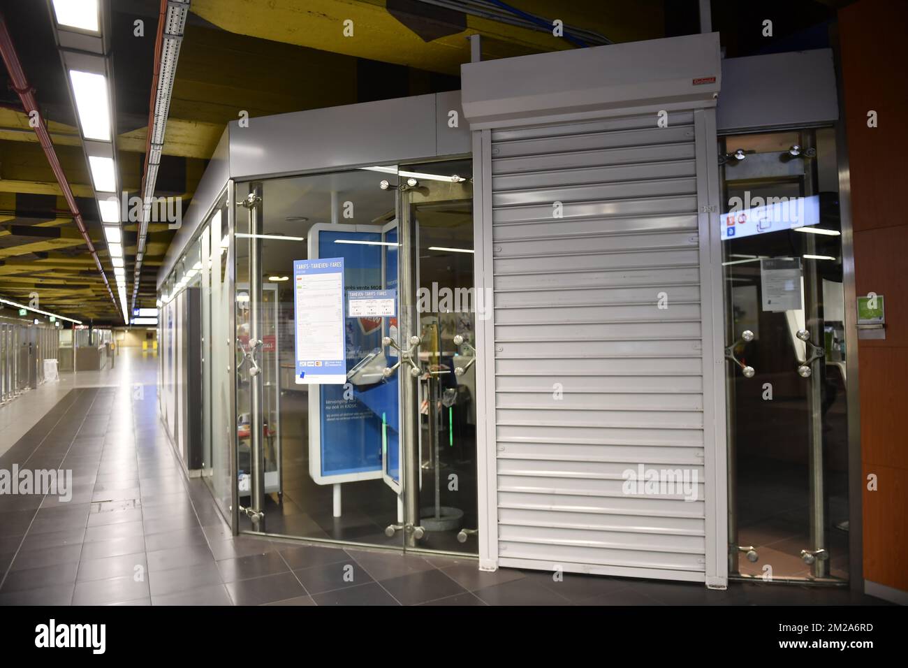 Illustration picture shows 'Bootik' of 'STIB' 'NIVB' closed during a ...