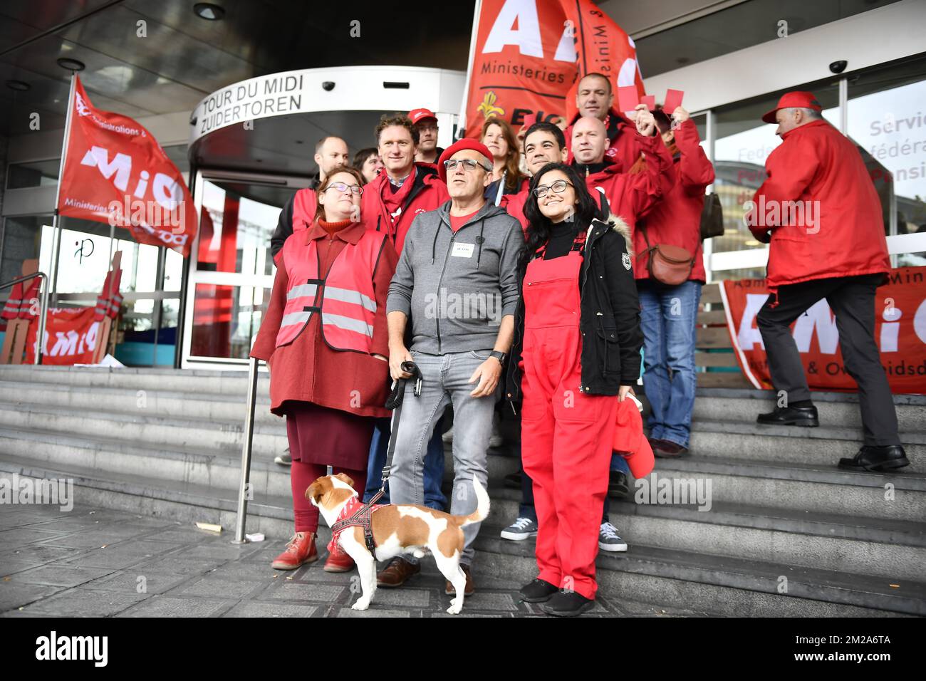 Illustration picture shows picket line during a general strike called ...
