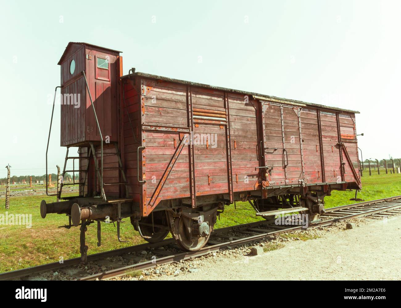 Famous Cattle train wagons on rail used to transportate deported people ...