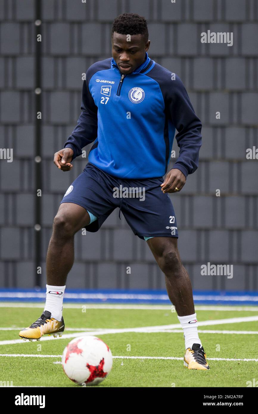 Gent's Moses Simon pictured in action during a training session of ...