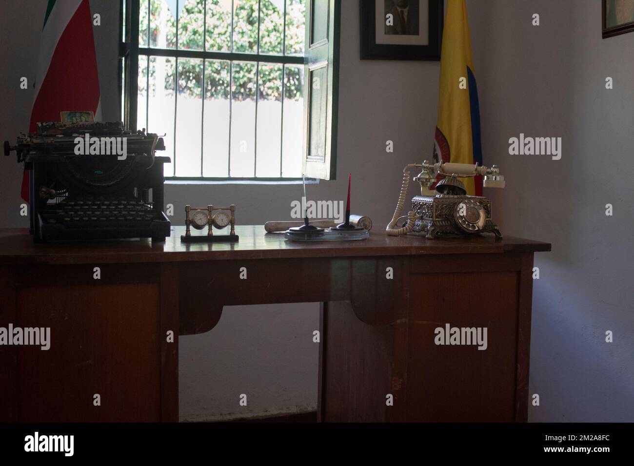 retro colombian mayor's office with vintage writting machine and ...