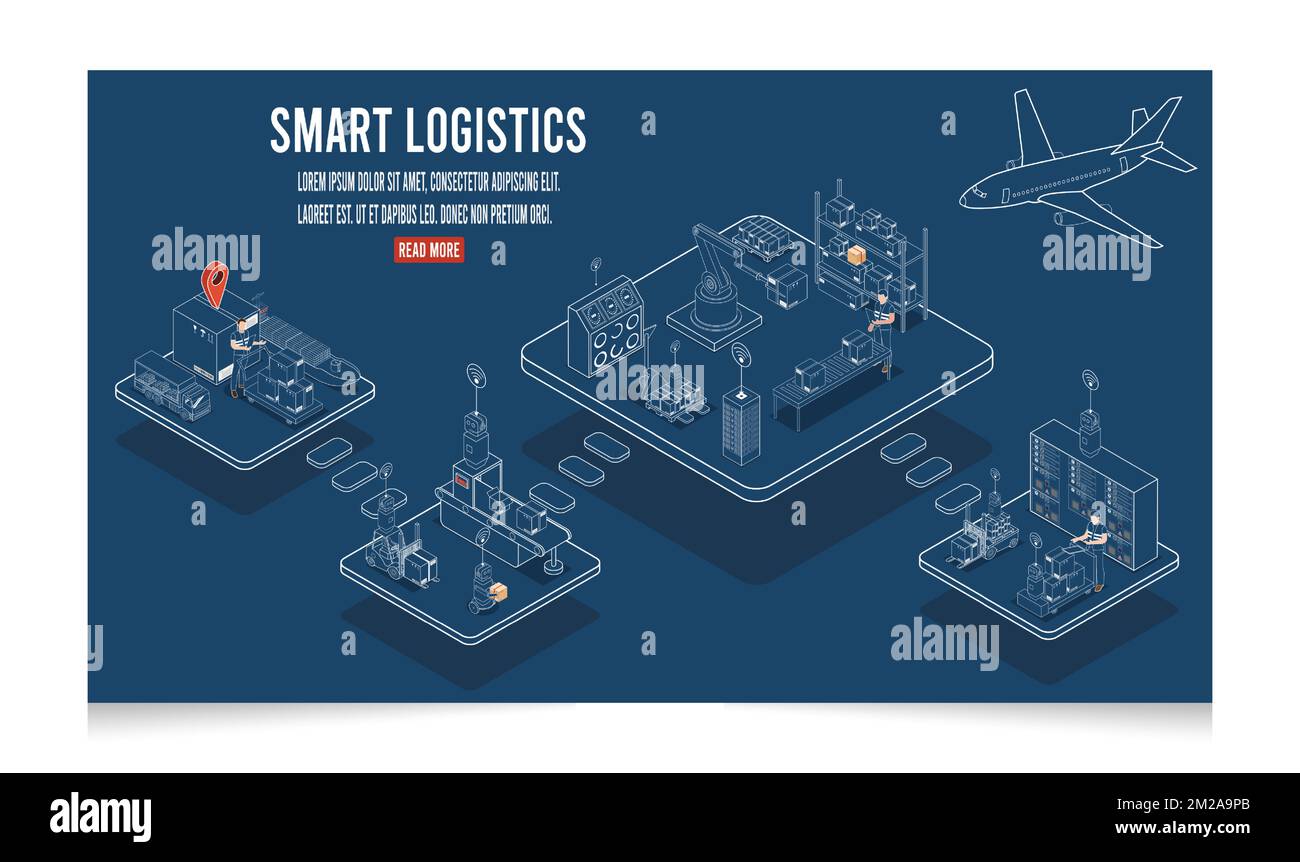 3D isometric Smart logistics concept with Warehouse Logistics and Management, Logistics ...