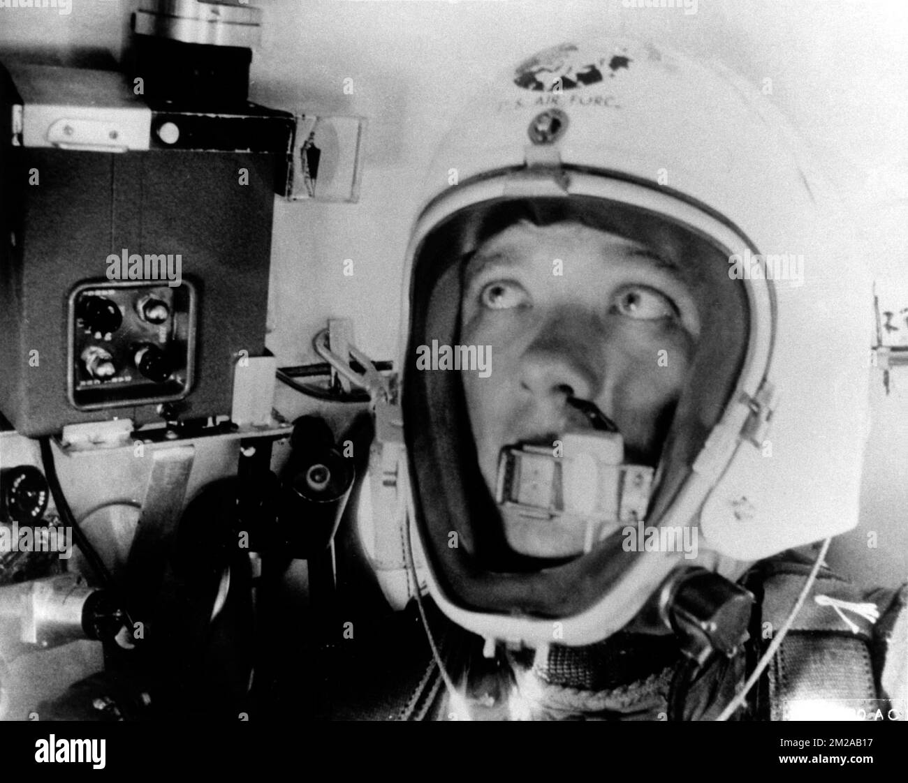Major David G. Simons during balloon flight, 1957 Stock Photo - Alamy