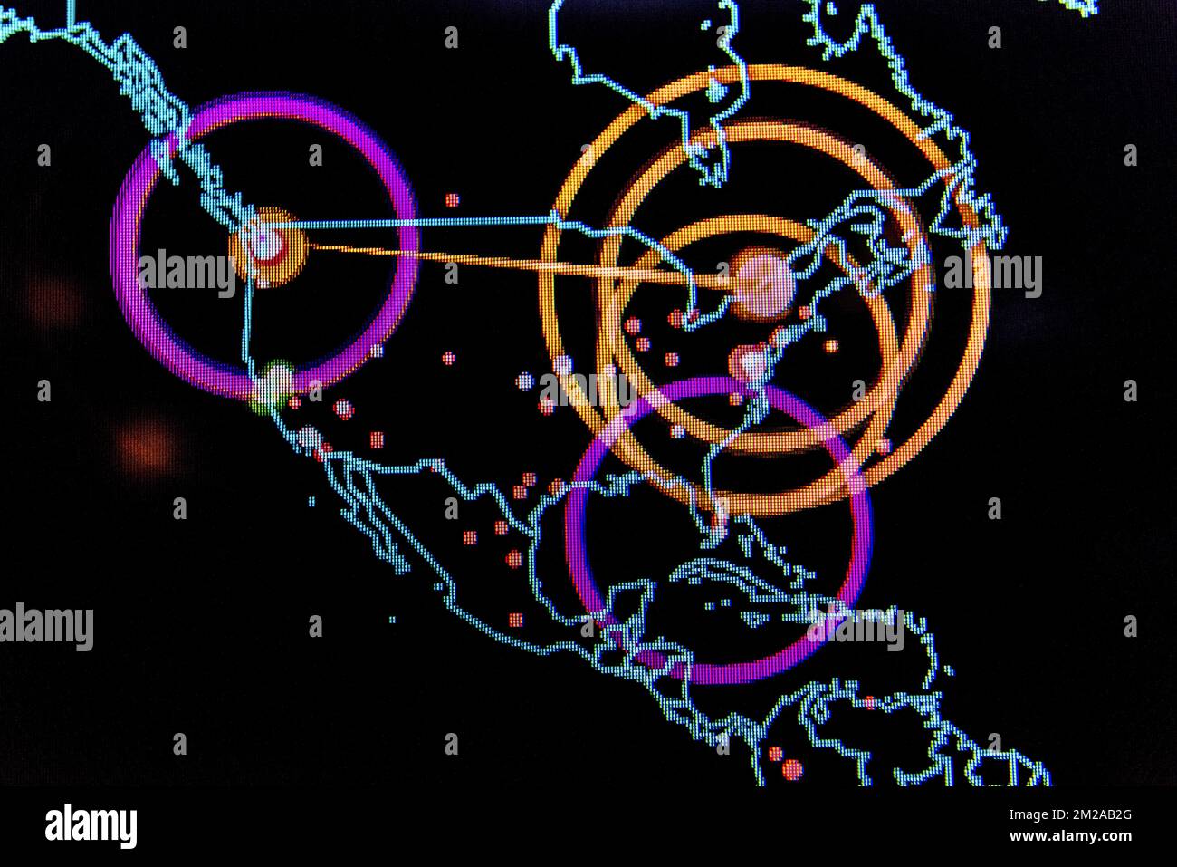 Map showing cyber attack locations in North America Stock Photo - Alamy