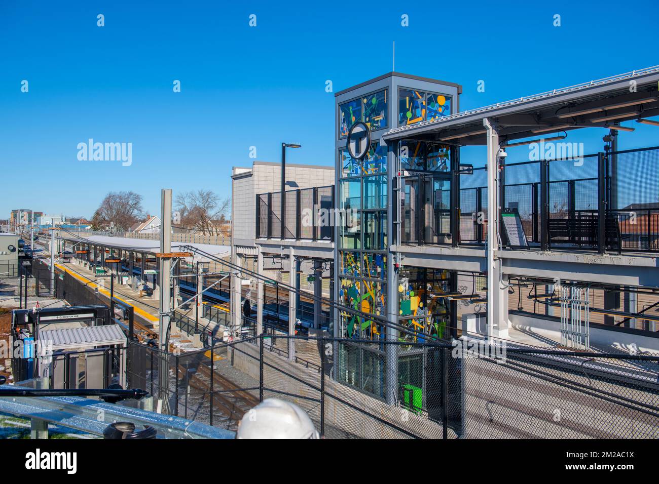 Boston Metro MBTA Green Line Ball Square station in city of Medford and ...