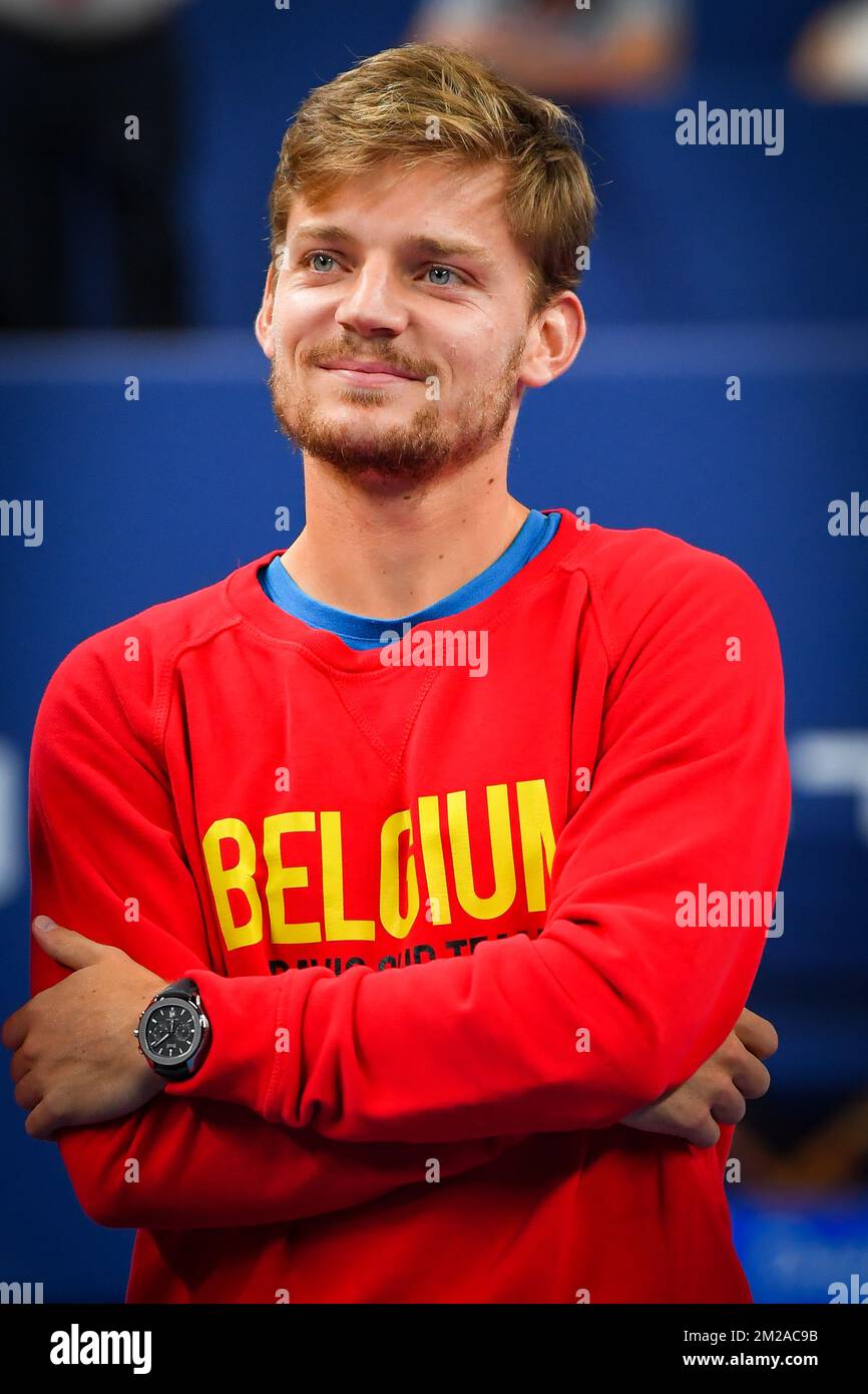 Belgian David Goffin and pictured during a celebration moment after the ...