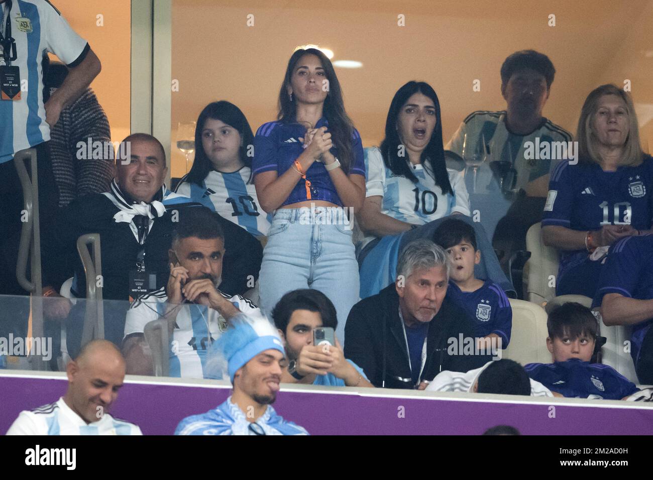 Antonela Roccuzzo, wife of Lionel Messi of Argentina and her his ...