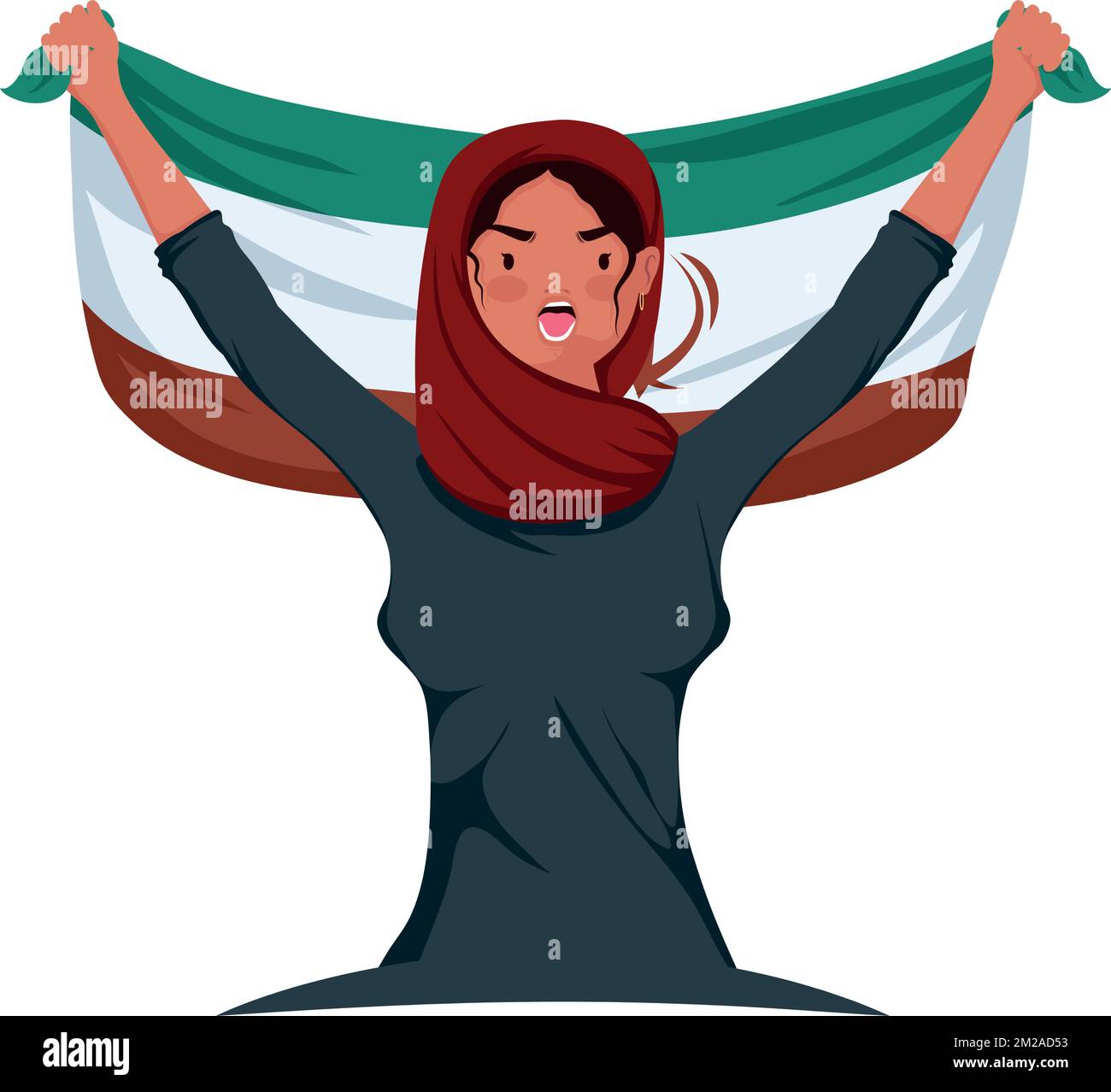 iranian woman lifting flag character Stock Vector Image & Art - Alamy