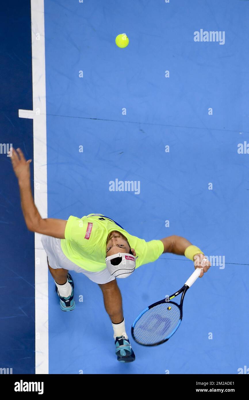 Joao Sousa pictured during a 1/4 finals game between Belgian Ruben ...