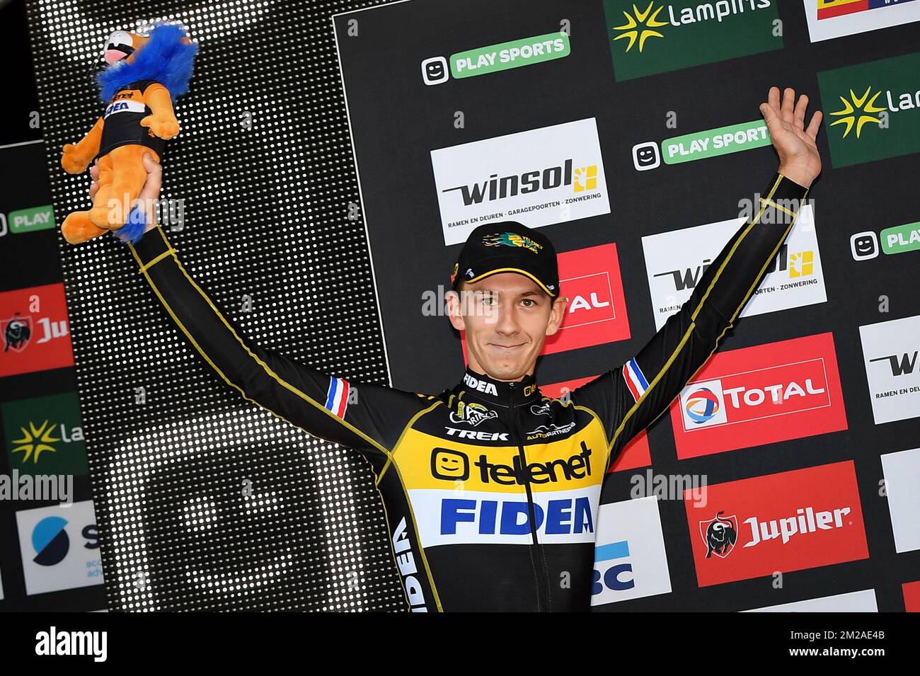 Dutch Lars Van Der Haar pictured on the podium after the men's elite ...