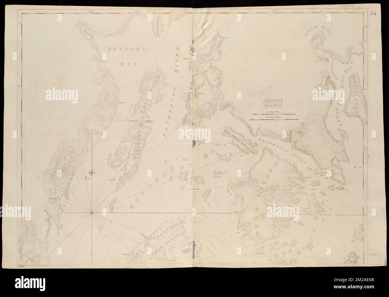 Coast of Maine showing Blue Hill Bay, Penobscot Bay, Belfast Bay ...