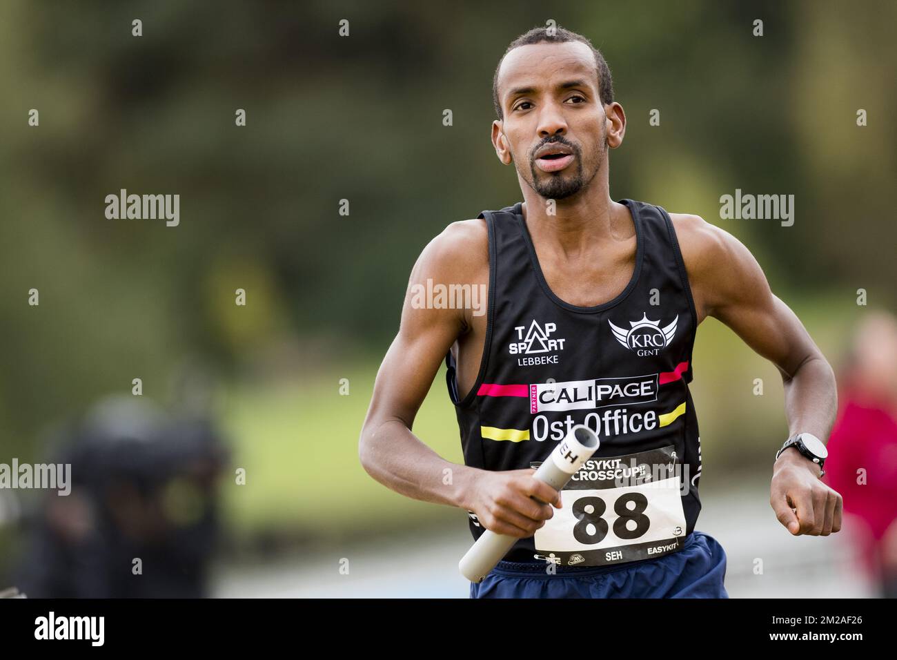 Belgian Bashir Abdi pictured in action during the men's race at the ...