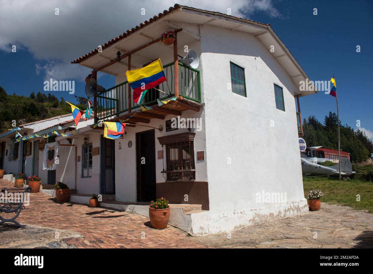 epresentation of an old colombian boyaca town house with two floors ...