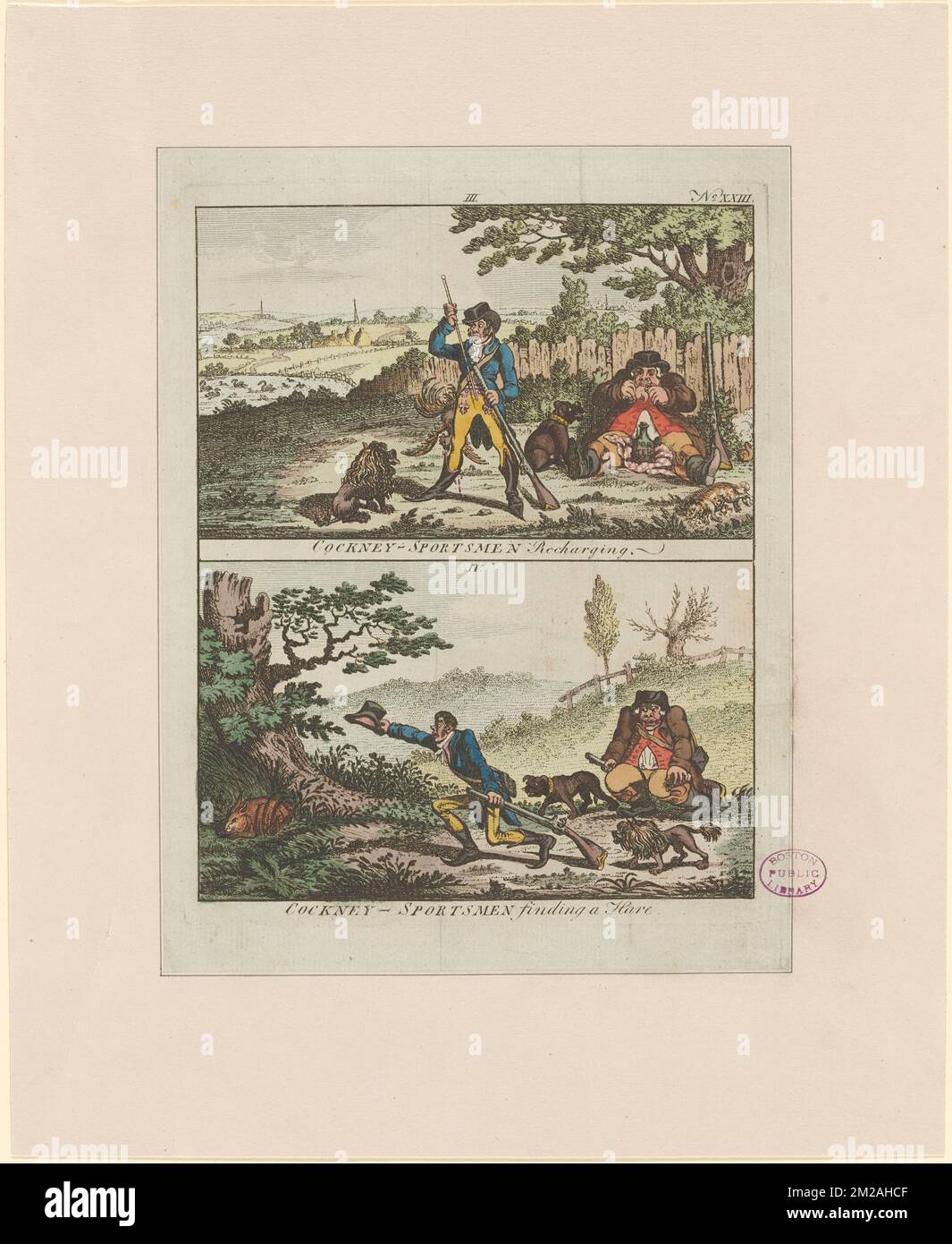 Cockney-sportsmen recharging ; Cockney sportsmen finding a hare ...