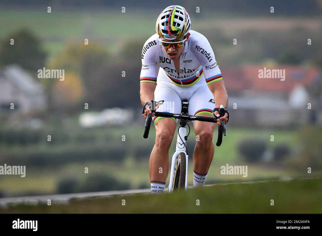 Belgian Wout Van Aert pictured in action during the men's race during ...
