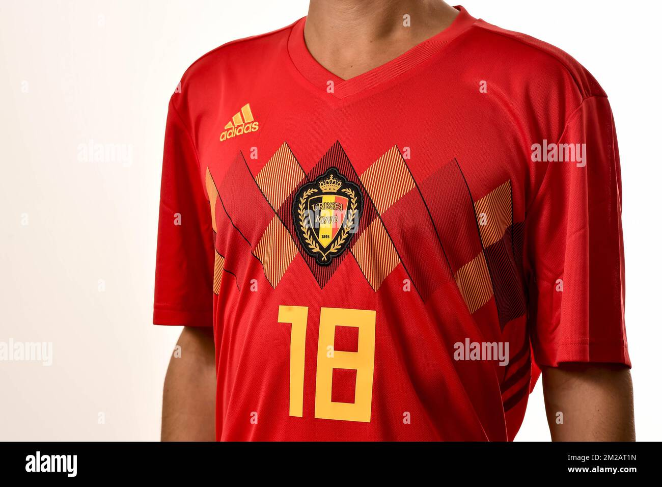 Illustration picture shows the new shirt of Belgian national soccer ...