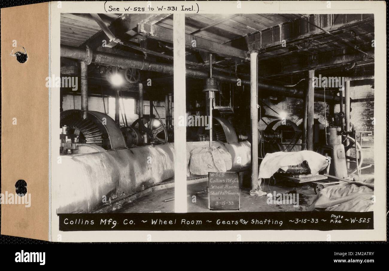 Collins Manufacturing Co., wheel room, gears and shafting, Wilbraham ...