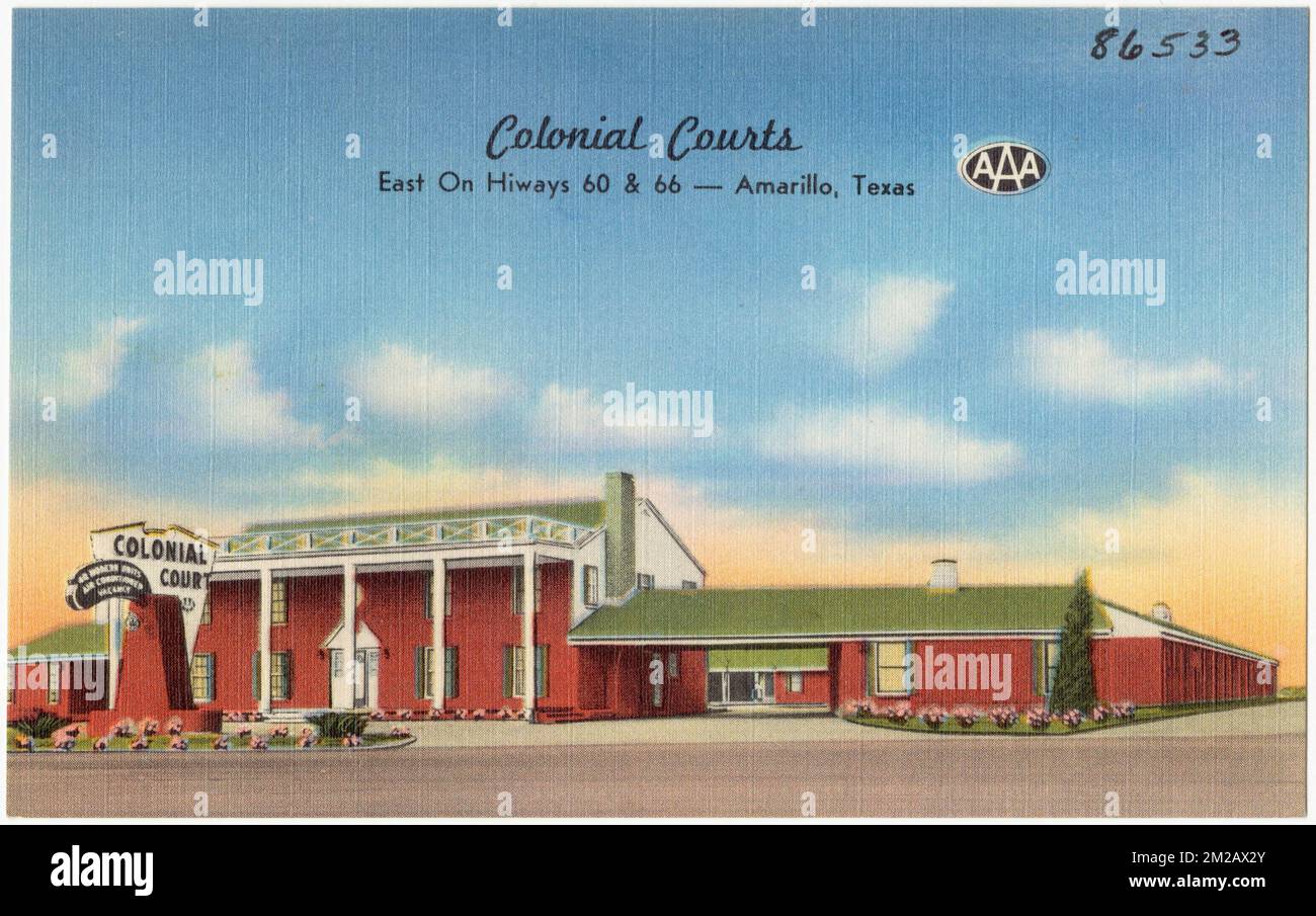 Colonial Courts, east on Hiways 60 & 66 -- Amarillo, Texas , Motels ...
