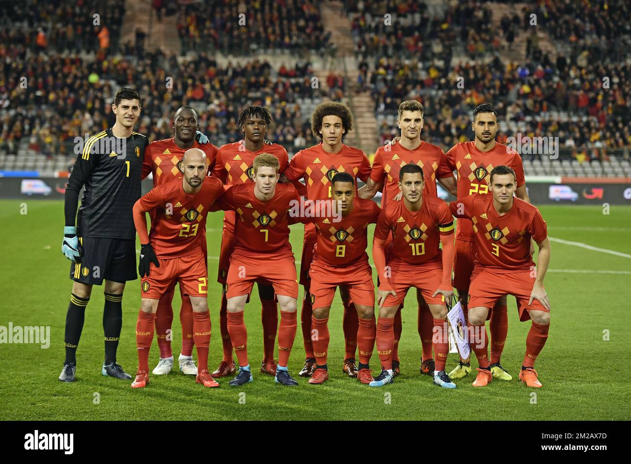 (upper L-R) Belgium's goalkeeper Thibaut Courtois, Belgium's Romelu ...