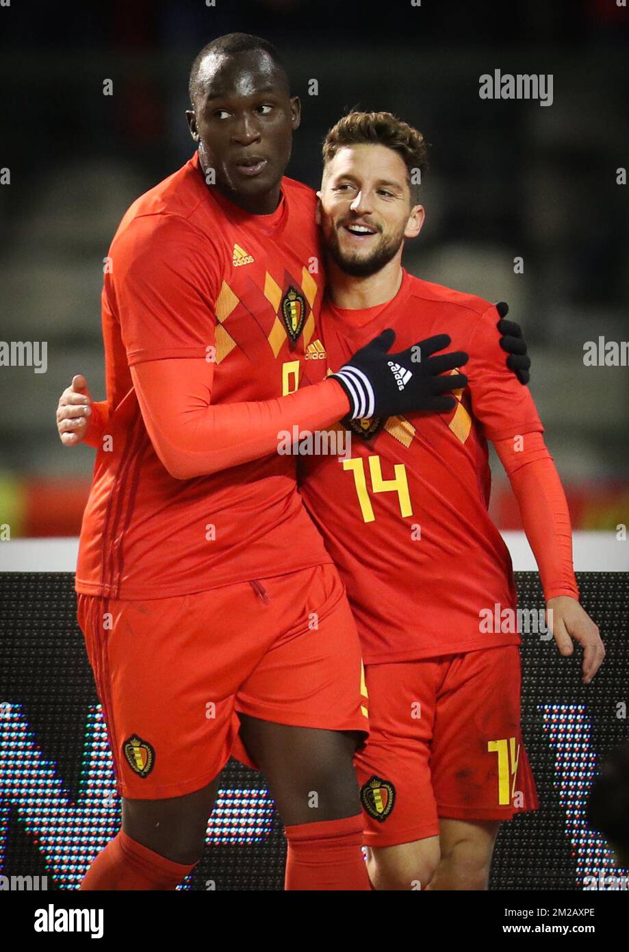 Belgium's Romelu Lukaku and Belgium's Dries Mertens celebrate after ...