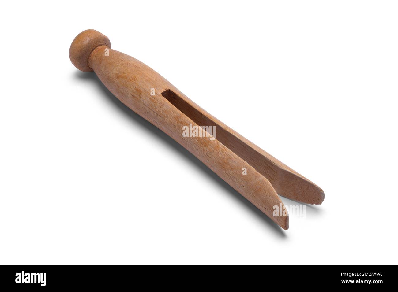 Old Wooden Clothes Pin Cut Out on White Stock Photo - Alamy