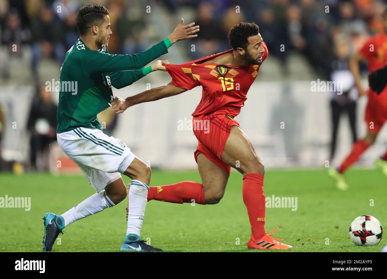 Mexico's Edson Alvarez and Belgium's Mousa Dembele fight for the ball ...