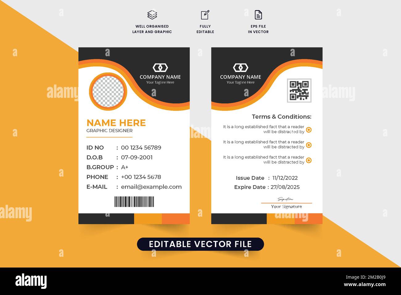 Creative ID card template design for employees and students. Identity ...