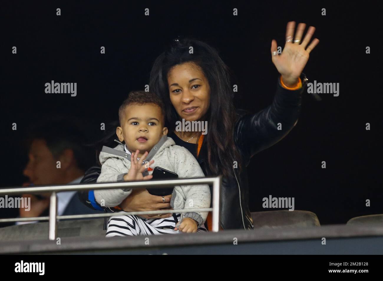 Meunier's girlfriend Deborah Panzokou and their son Landrys pictured ...