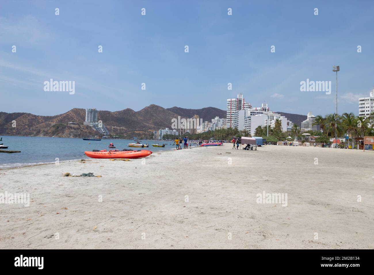 Beautiful landscape of rodadero beach in sunny day at Santa Marta ...