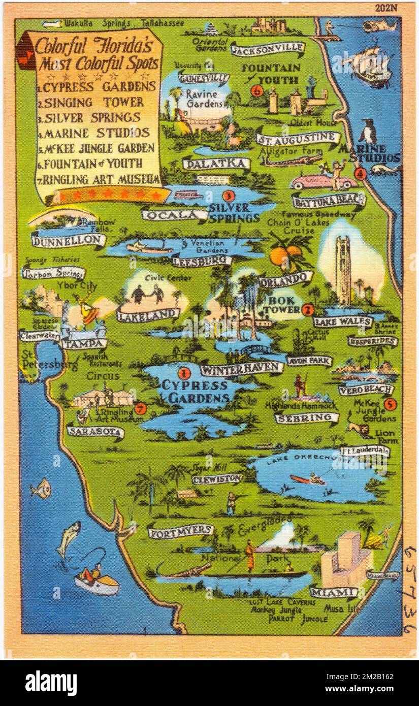 Colorful Florida's most colorful spots , Maps, Tichnor Brothers ...