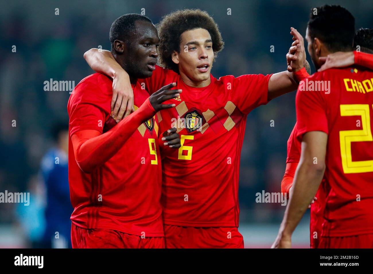 Belgium's Romelu Lukaku celebrates after scoring during a friendly ...