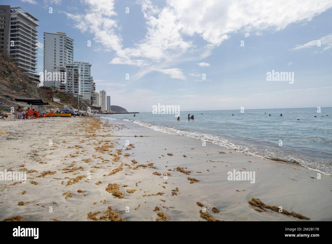 SANTA MARTA, COLOMBIA - Summer scene of rodadero beach with tourist and ...