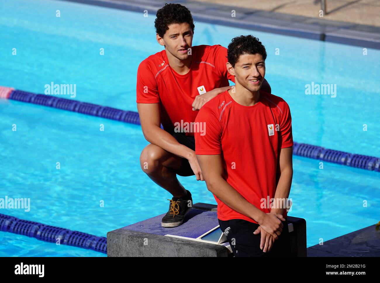 Swimmer Alexis Borisavljevic and Swimmer Valentin Borisavljevic pose ...