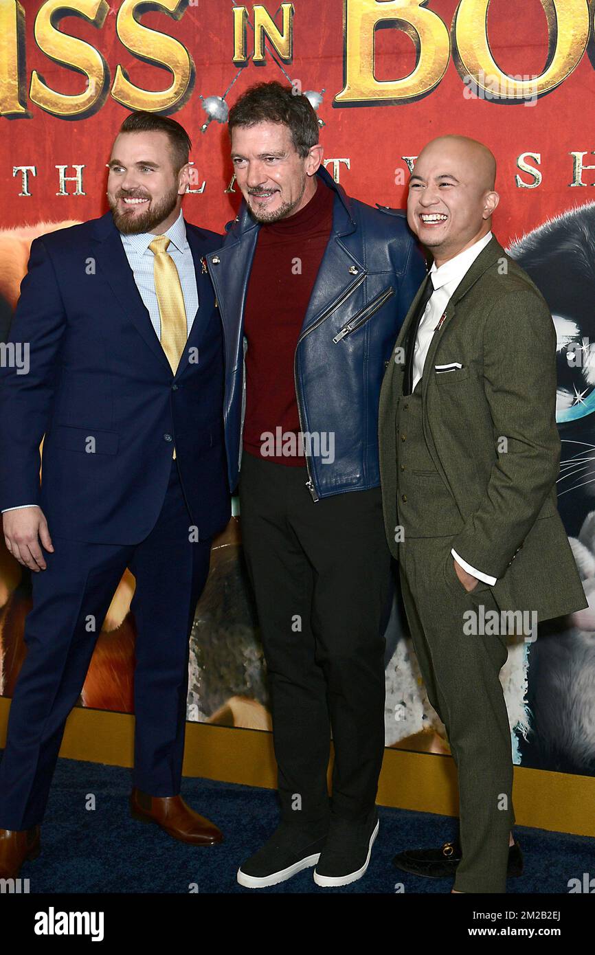 Joel Crawford, Antonio Banderas and Januel Mercado attend "Puss in ...