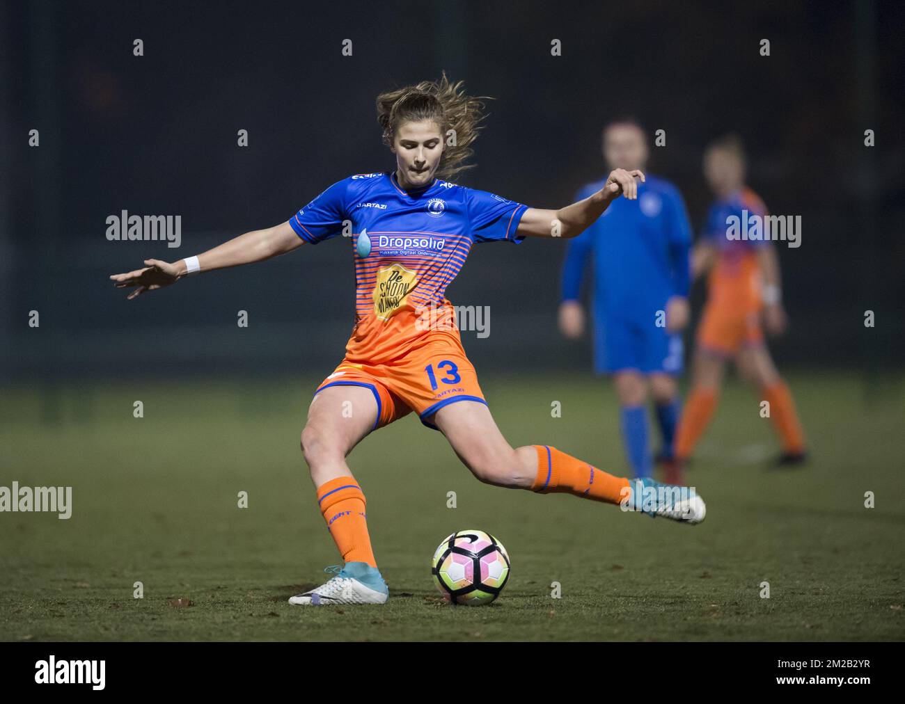 Gent's Marie Minnaert fights for the ball during a superligue game ...