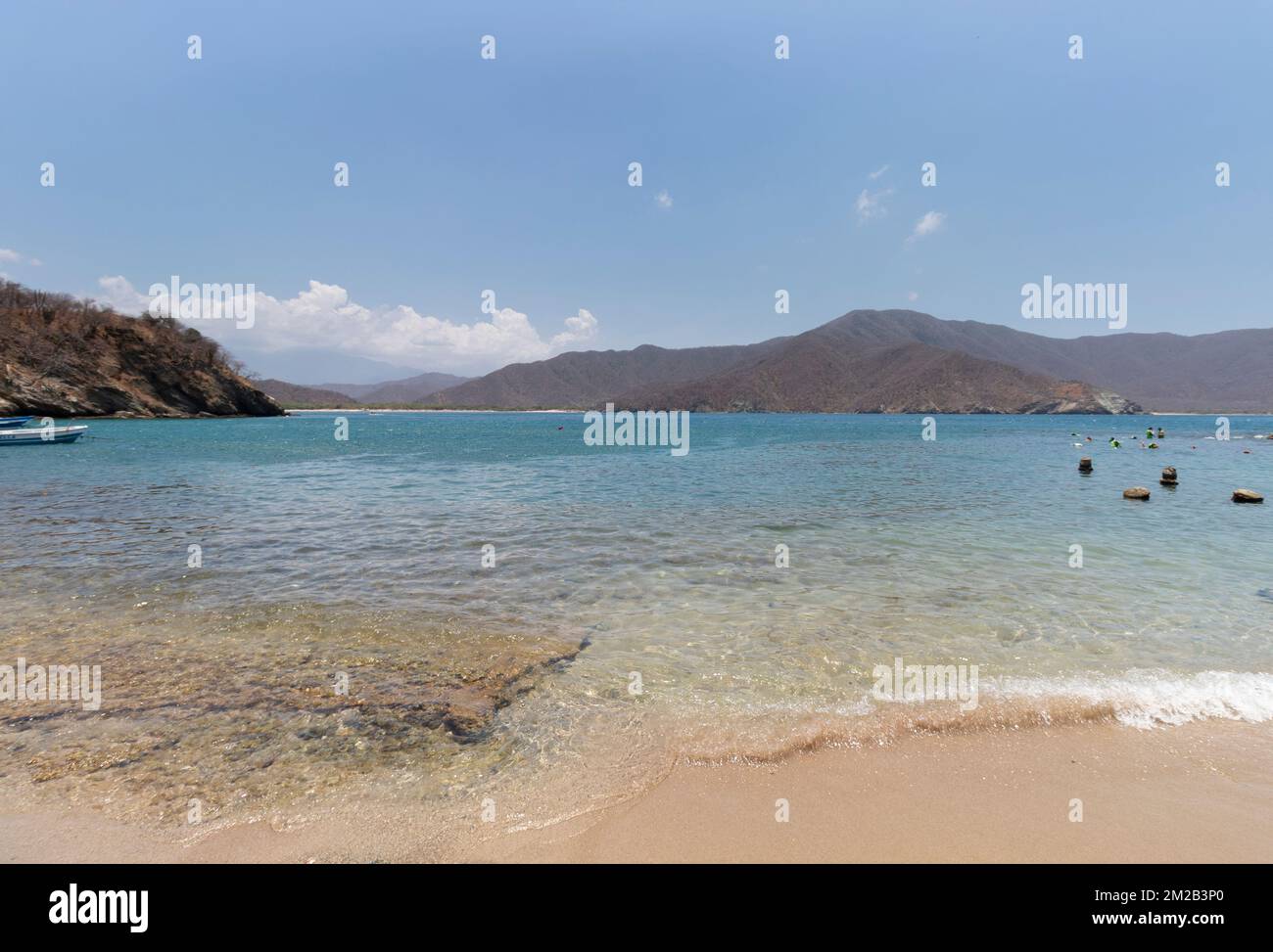 Concha bay Aquarium in Colombia Tayrona Park landscape with sierra ...