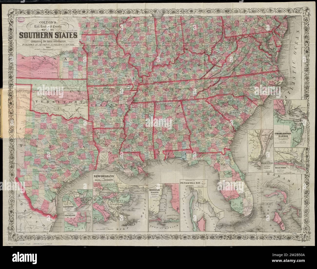 Colton's rail road and county map of the Southern States containing the ...